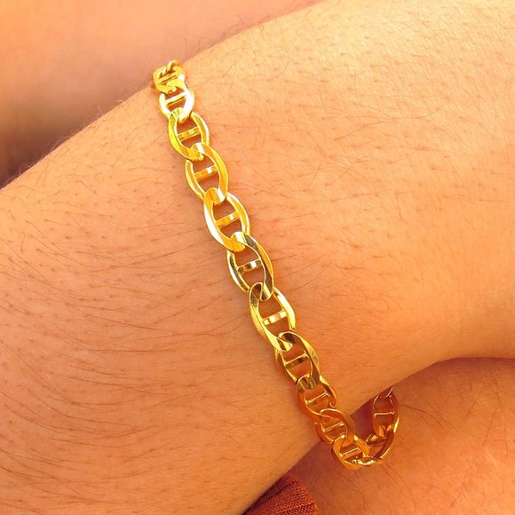 Unkown | Jewelry | Solid 4kt Gold Curb Anchor Chain Gold Motel | Poshmark